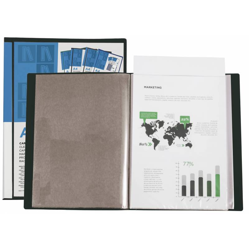 Carpeta escaparate con 20 fundas fijas Beautone negro (23044)